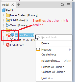 No features to edit in Inventor part file.
