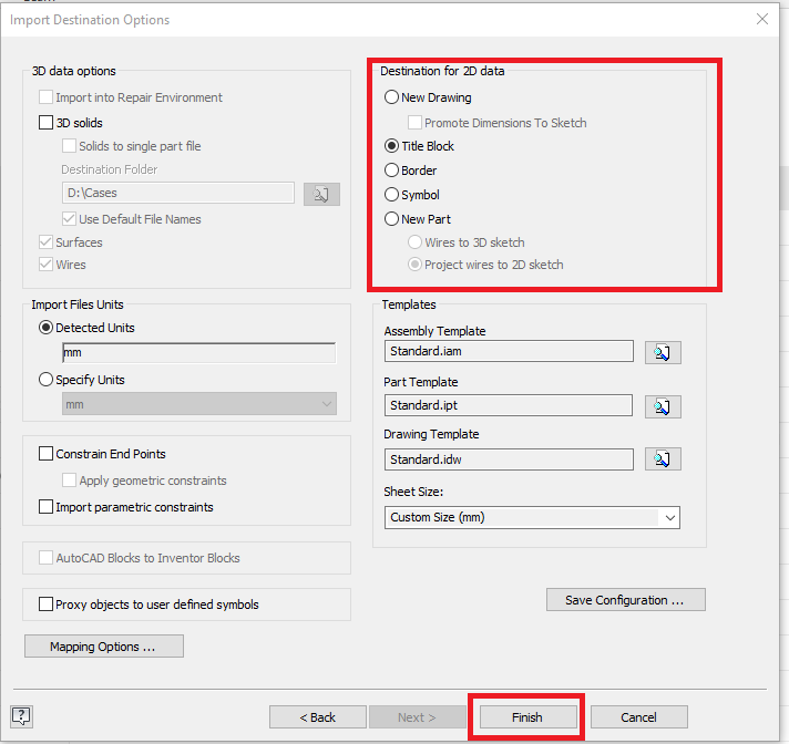 How to import an AutoCAD title block into Inventor