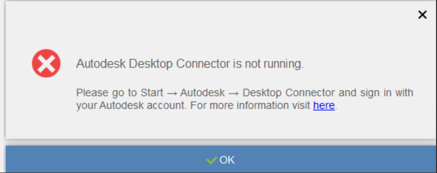 "Autodesk Desktop Connector is not running" message pops up in ReCap
