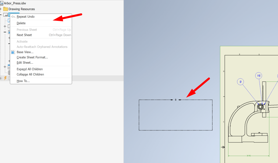 Drawing Sheet cannot be copied while frame of detailed view is located ...