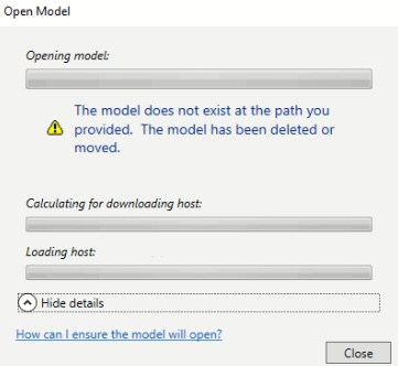 "The model does not exist at the path you provided..." when opening a BIM 360/ACC model in Revit