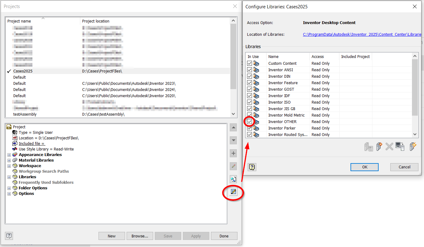 Cannot find any AS Family in Inventor Content Center