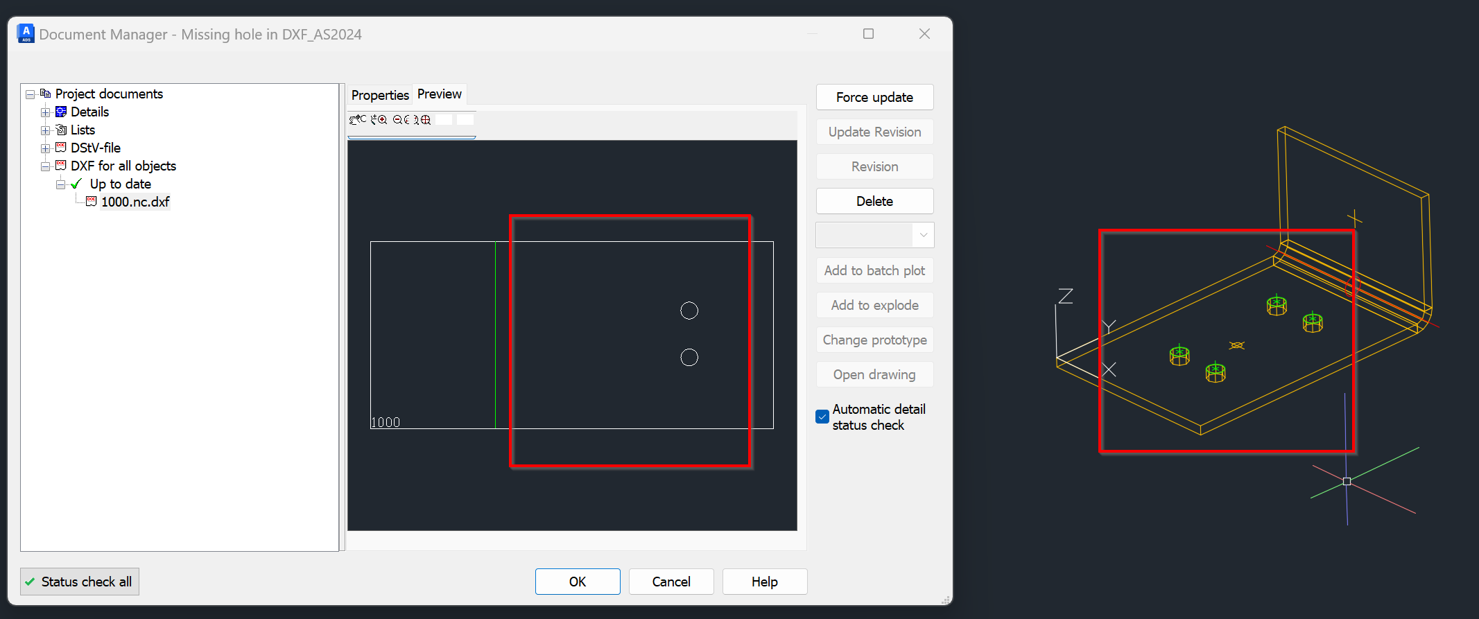 Holes on folded plates missing from NC DXF files from Advance Steel