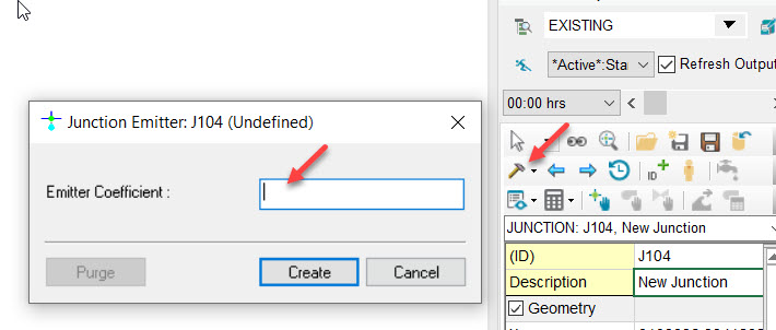 How to model flushing at a junction with applying an emitter ...