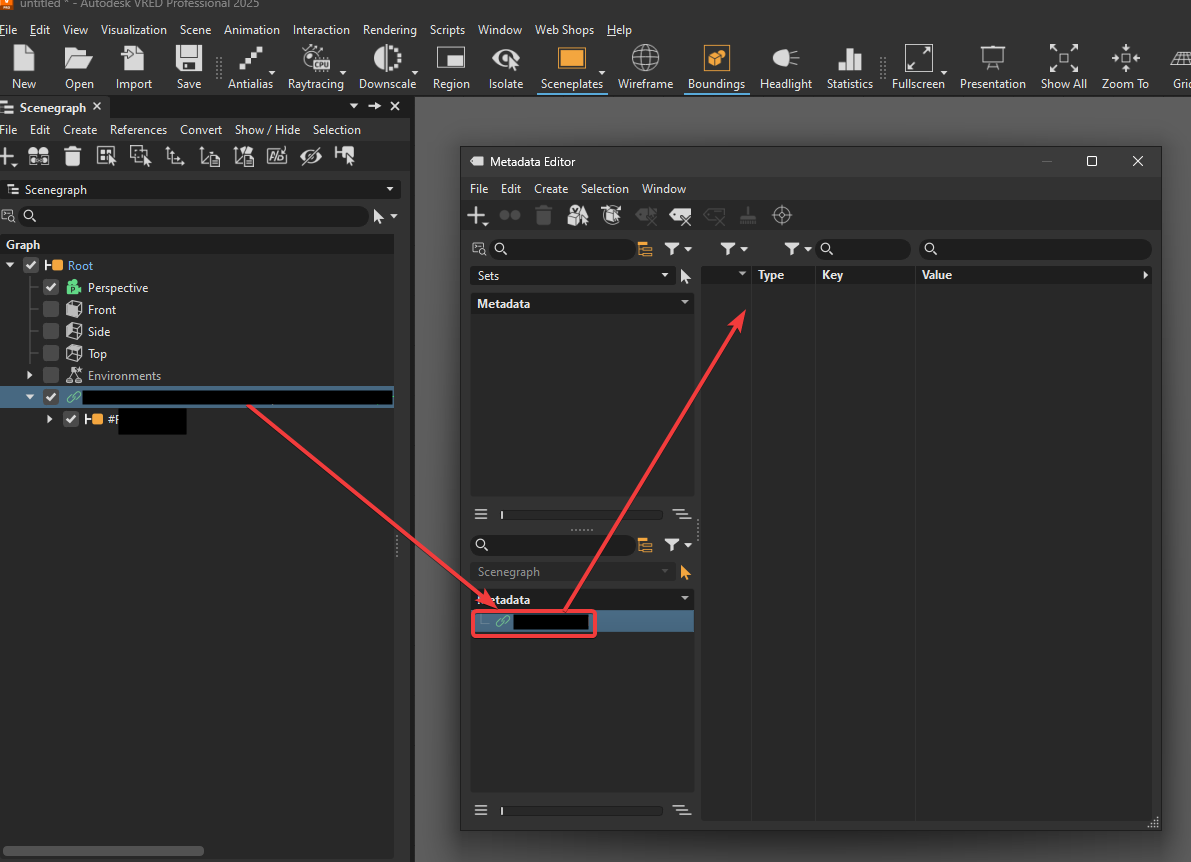 Metadata is missing when importing OSB with Smart Reference enabled in VRED