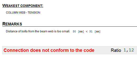 Robot Structural AnalysisのEC3に従って、鉄骨接合の「フレームニー」で柱のウェブの張力が変化しない