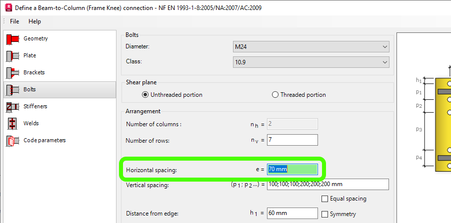 "기둥 웹 장력은 강철 연결에서 변경되지 않습니다. "프레임 무릎" Robot Structural Analysis의 EC3에 따름"