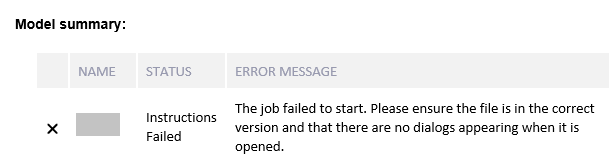 "The job failed to start" message in Validation Tool report