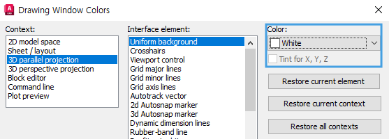 Background color changing every time 3D UCS moves in AutoCAD 2025