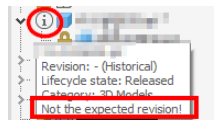 'Not the expected Revision' displays in the Inventor tooltip after changing the state of a ...