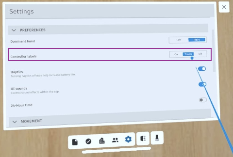 Autodesk Workshop XR 中的控制器按钮标签