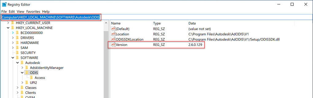 How to identify the currently installed version of Autodesk Access/ODIS