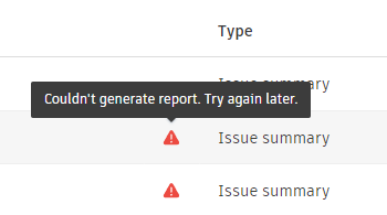 "Couldn't generate report. Try again later" when running Issue report ...
