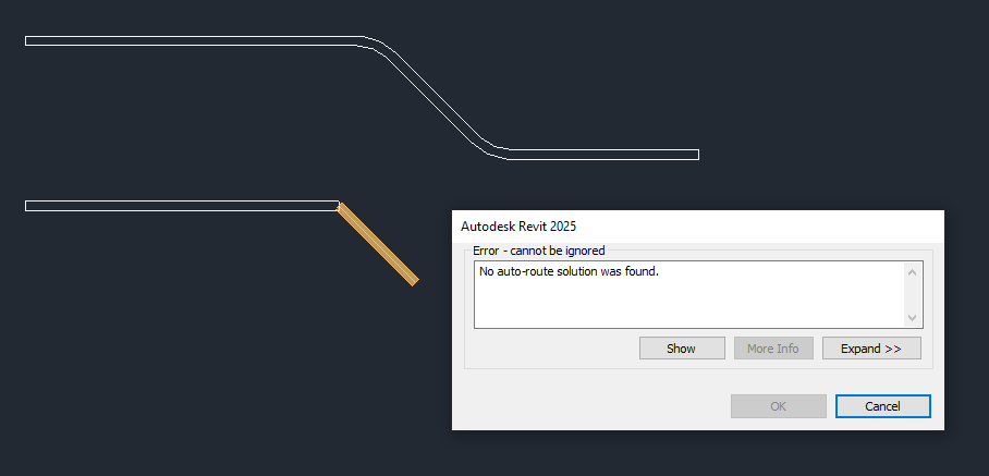 "No auto-route solution was found." When adding a bend from conduit in ...