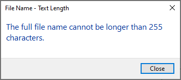 "The full file name cannot be longer than 255 characters" message appears when linking cloud ...