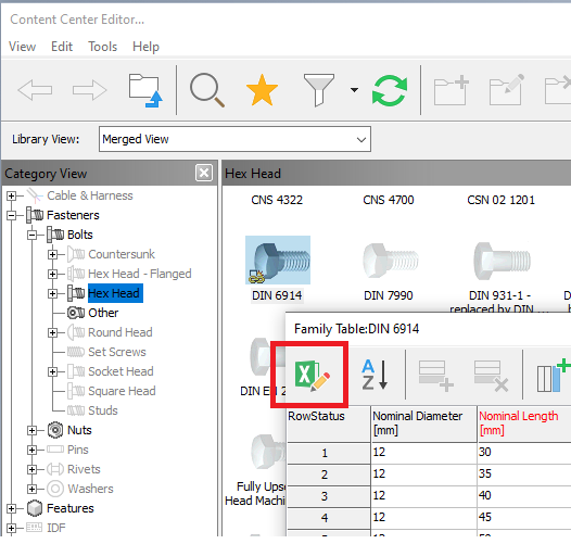 Can you export the Content Center family tables in Inventor to ...