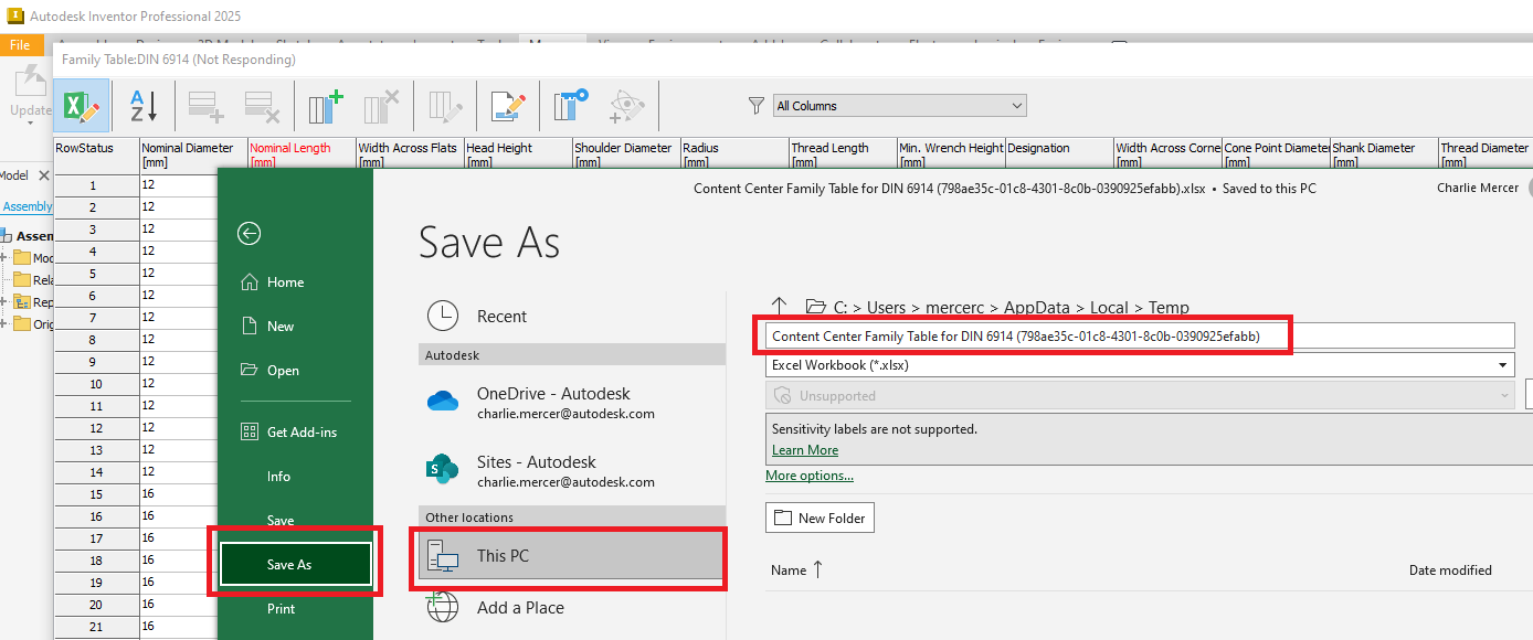 Can you export the Content Center family tables in Inventor to ...