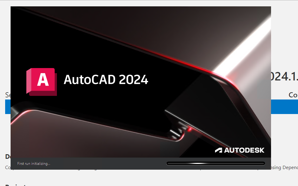 "First run initializing" displayed in the splash screen is stuck when launching AutoCAD Products