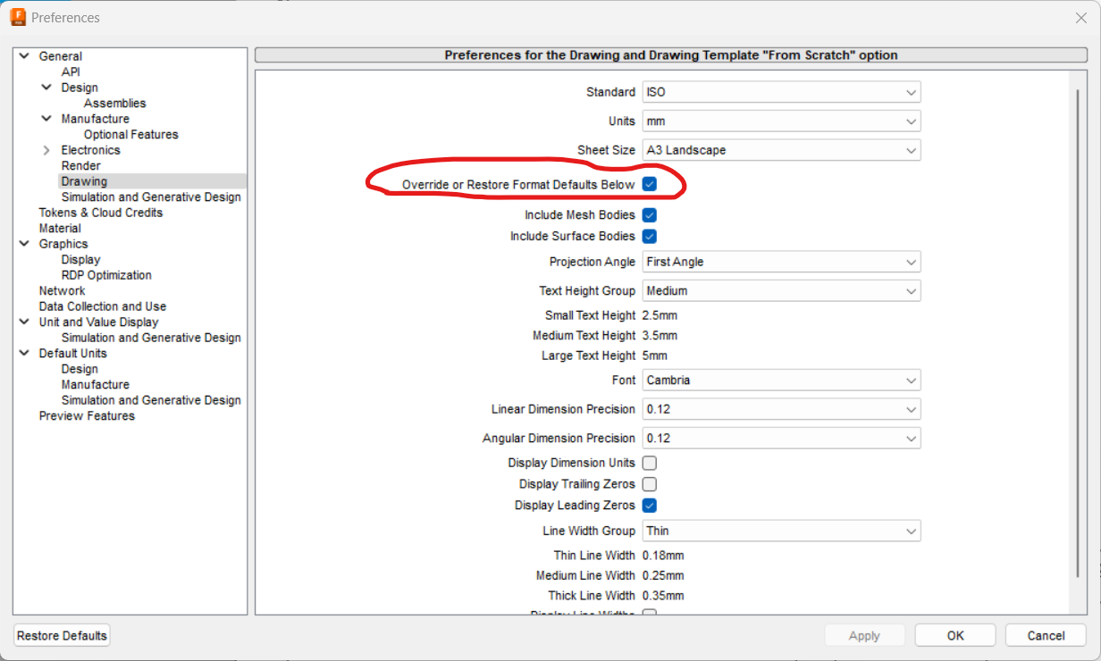 How to change the text font in Fusion Drawing Workspace