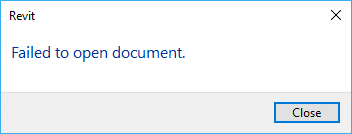 "Failed to open document" when opening a cloud model in Revit