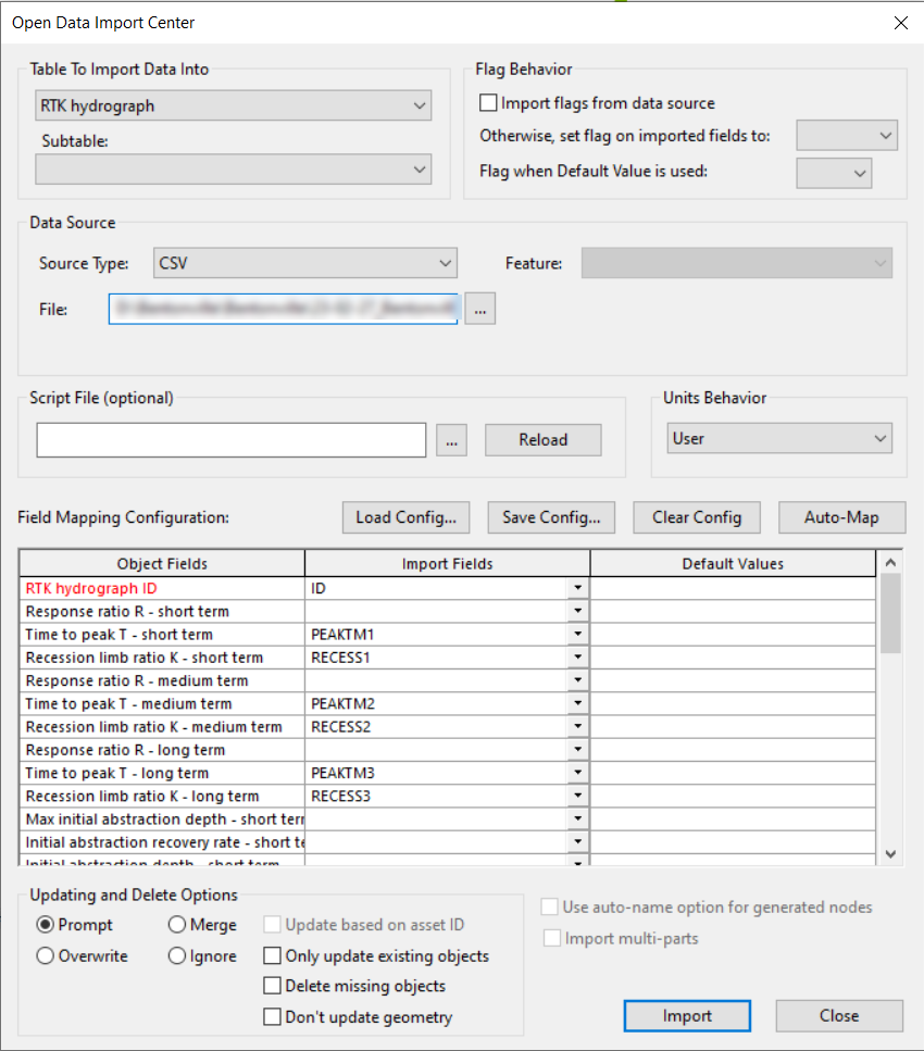 InfoSewer를 InfoWorks ICM으로 가져오기 - 9단계: 강우 종속 침투 및 유입(RDII) 수위도에 대한 구성