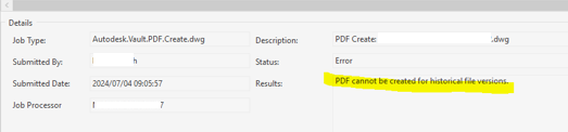 "PDF cannot be created for historical file versions." when creating a PDF in Vault