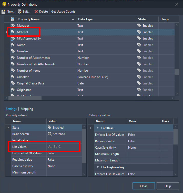 Material is not overwritten to an assembly or weldment in Inventor after mapping in Vault