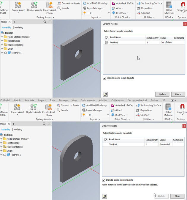 在编辑 Factory Design Utilities 资源定义后，版本计数器在 ACC 中仍处于 V1 上