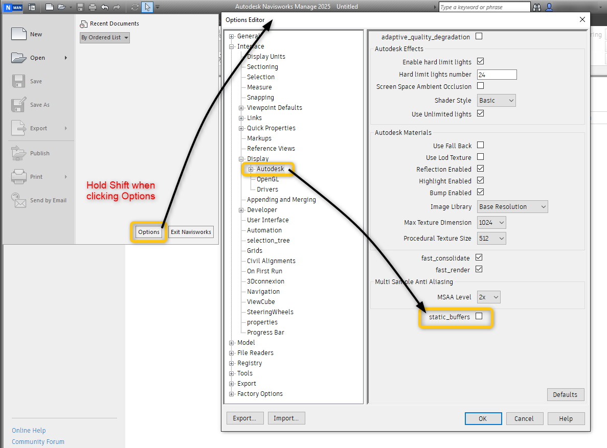 Slow performance while navigating through the model in Navisworks