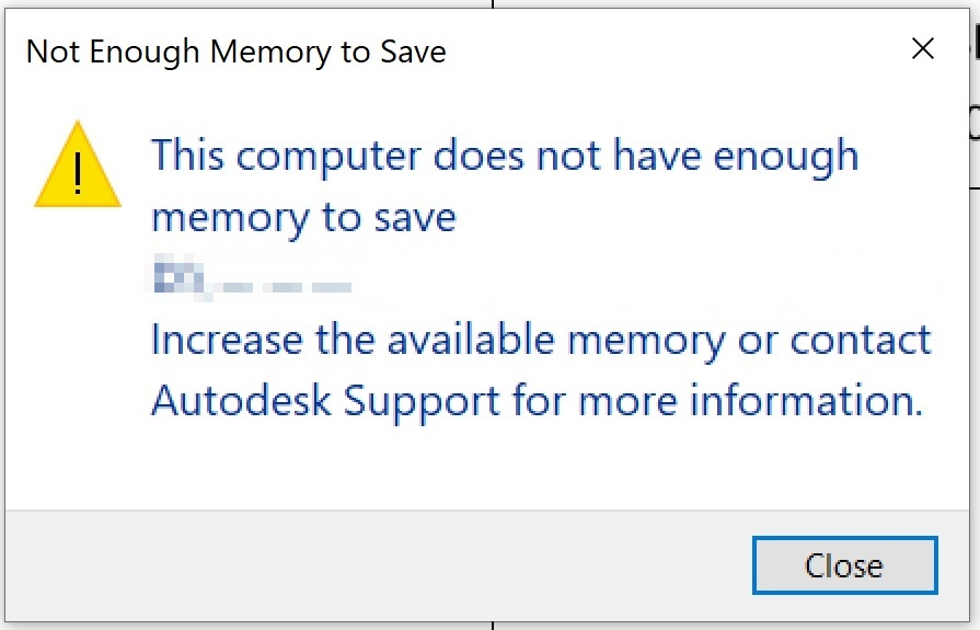 "This computer does not have enough memory..." message when upgrading Revit model