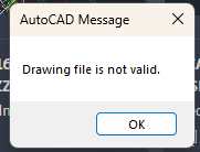 “Drawing file is not valid” when opening a DWG through Desktop Connector