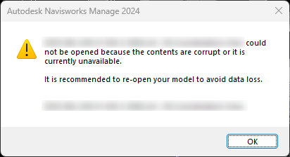 "Coordination View could not be opened because the contents are corrupt ...