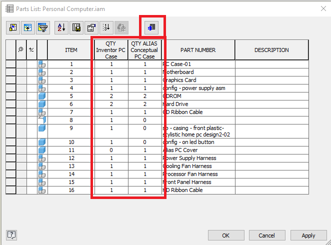 Is there a way to include all the Model State parts lists in one within Inventor