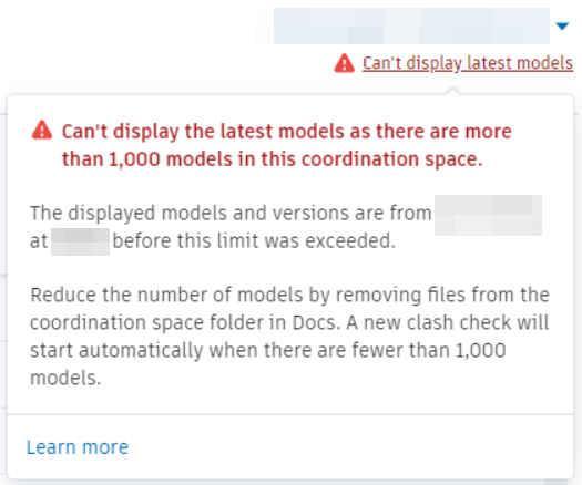"Can't display latest models" in ACC Model Coordination