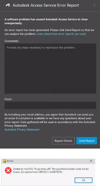 "Error: Unable to load DLL "DWGLibrary.dll"...." in Vault when selecting or opening a DWG