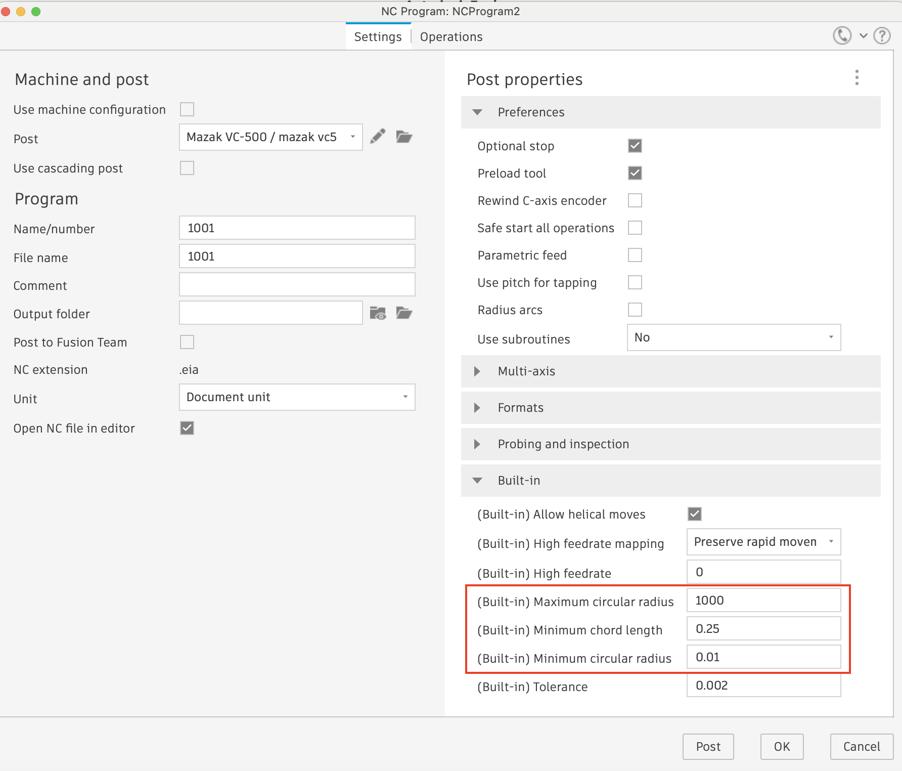 Toolpath posts as linear segments instead of G2/G3 arcs in Fusion