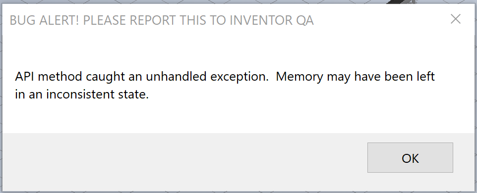 Inventor 2023 crash after drag and drop chain asset in FDU layout