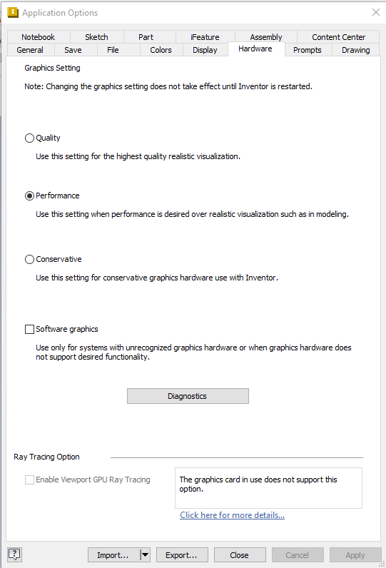 Automatic refine appearance does not have an effect in Inventor graphics