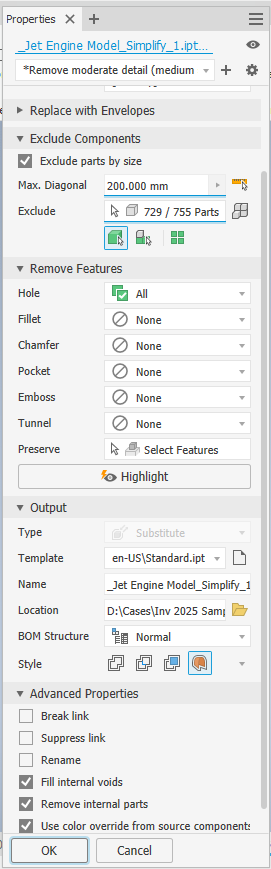 Simplification on STEP file imported to Inventor is taking a long time