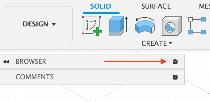 Browser or design tree missing or detached in Fusion