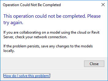 无法从 Revit 访问 Revit Server Accelerator 上的模型