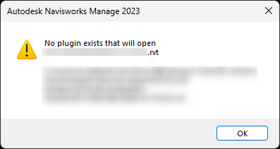 "No plugin exists..." when opening a Revit model from ACC in Navisworks