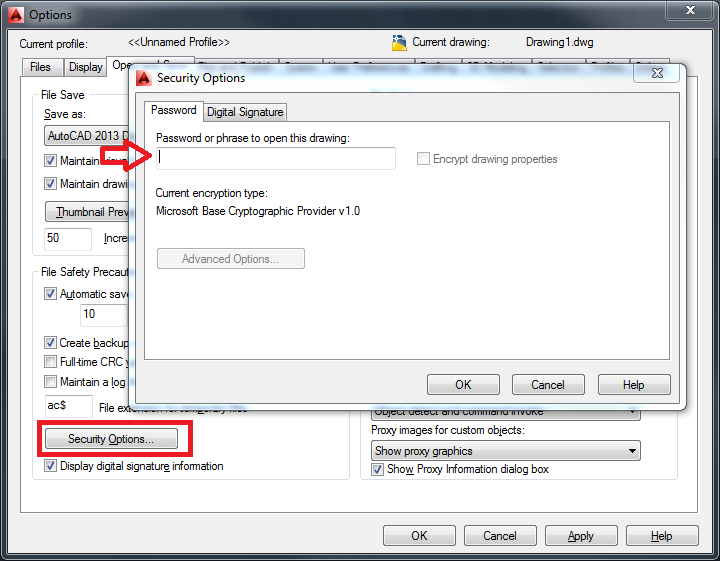 Can a drawing file be password protected in AutoCAD Products?