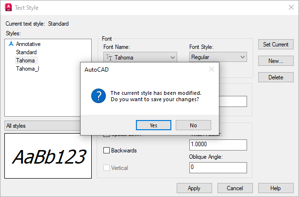 "El estilo actual se ha modificado" se produce en AutoCAD al anular la ...