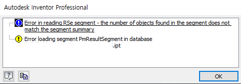 在 Inventor Professional 中打开 IPT 文件时显示“PmBRepSegment”或“无法打开文件”错误消息