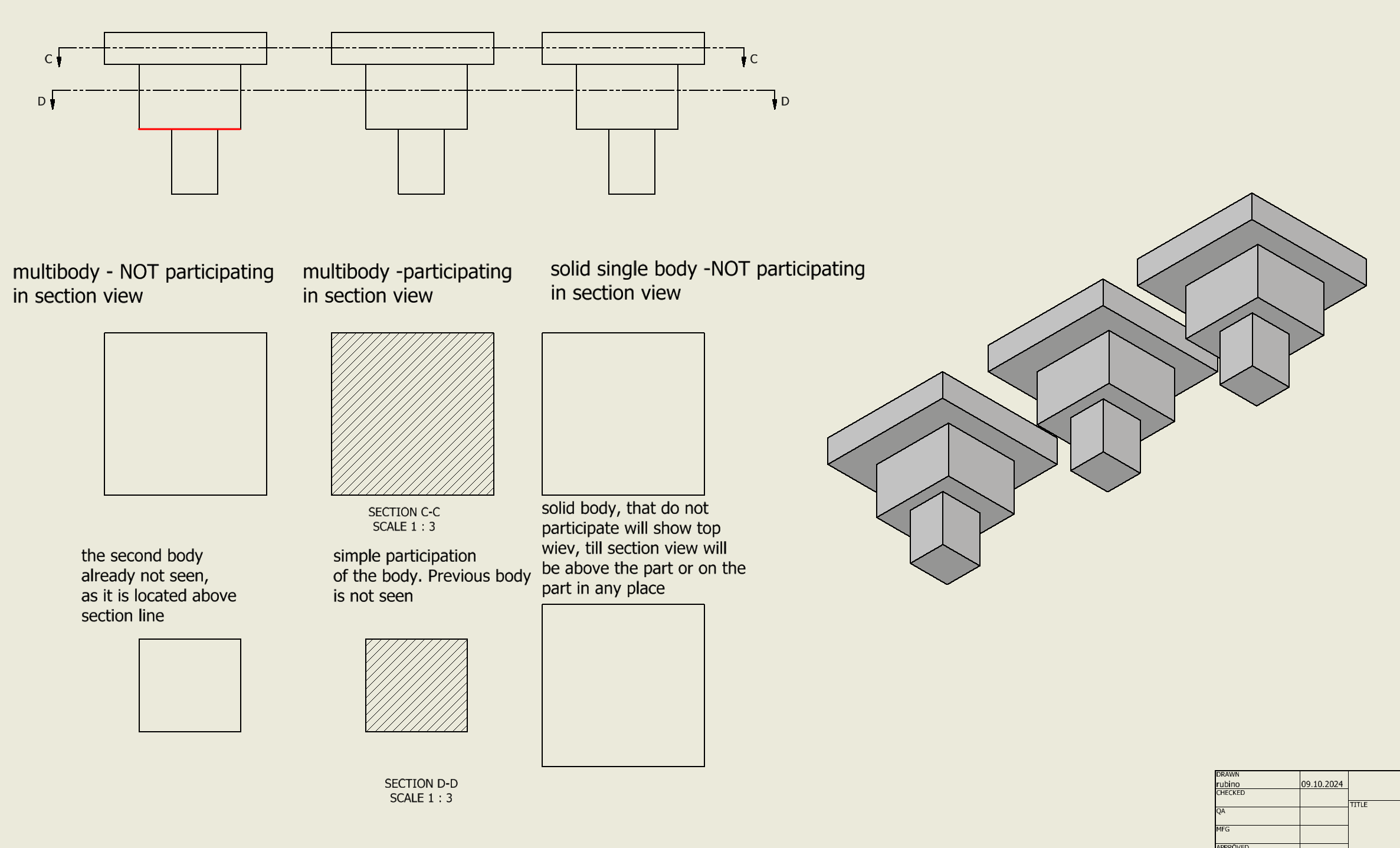Participating in a section view does not work correctly in drawing of Inventor