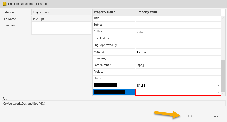 Vault Data Standard for Inventor (VDSI) does not allow to check in after synchronizing ...