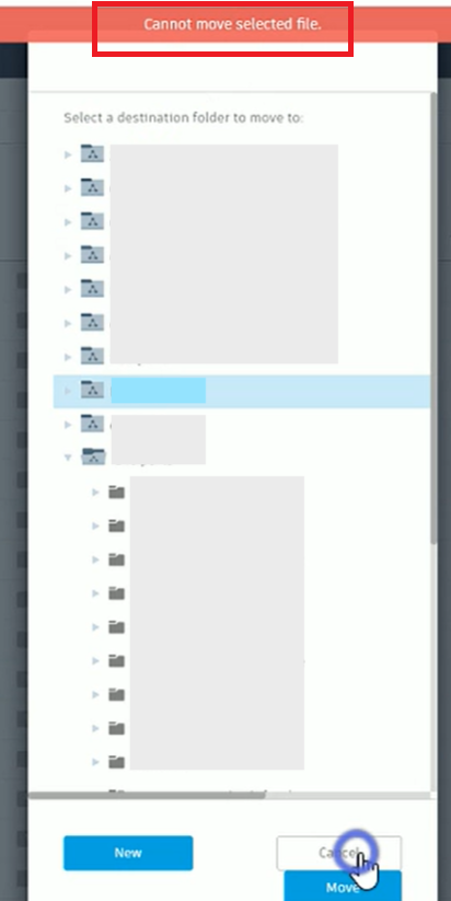 "Cannot move selected file" while reorganizing projects by moving folders in Fusion