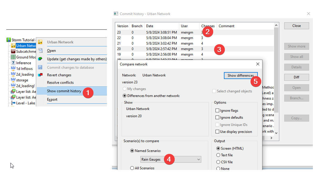 How to compare different versions of the same scenario in InfoWorks