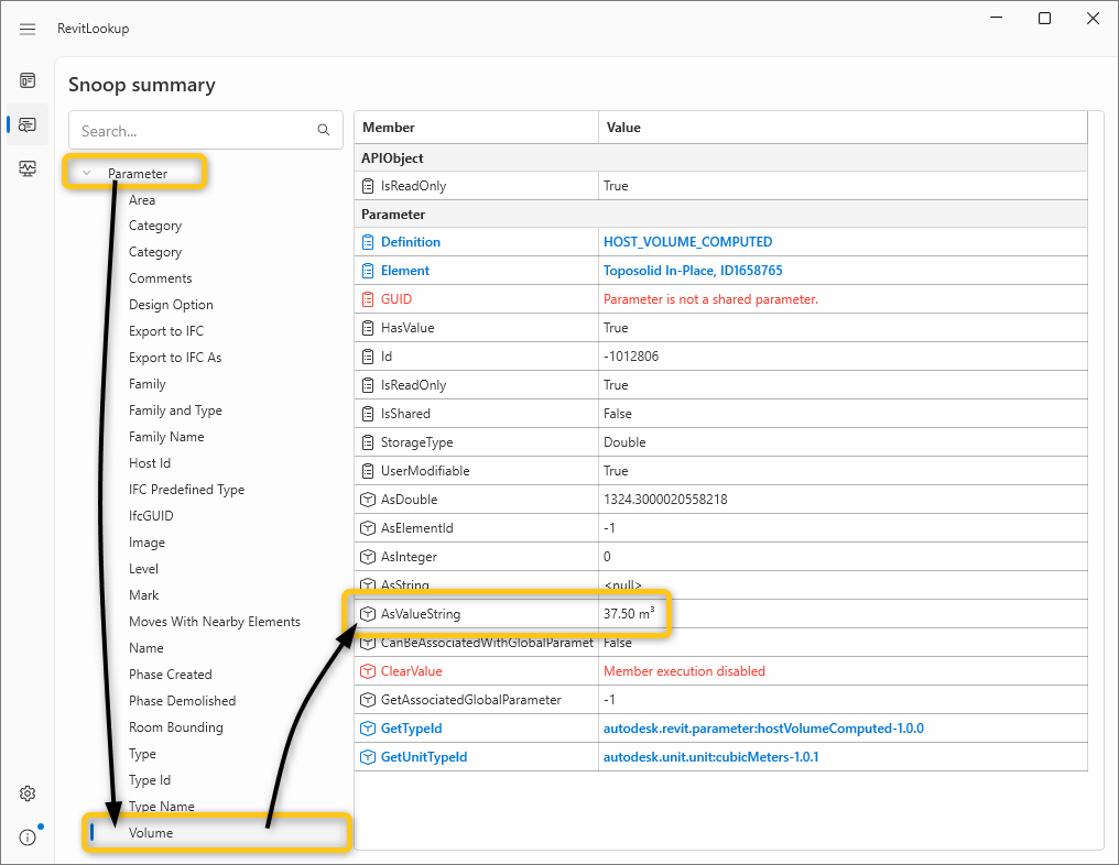 Volume parameter is missing for In-Place families of certain categories in Revit